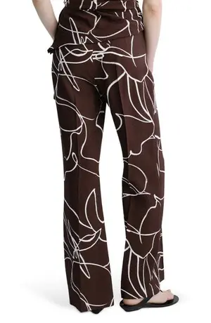 Mango Abstract Print Wide Leg Trousers