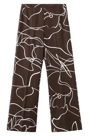 Mango Abstract Print Wide Leg Trousers