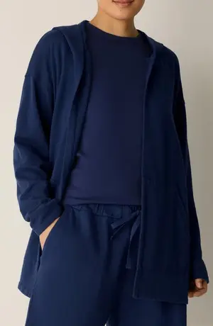 Eileen Fisher Hooded Organic Cotton Terry Jacket