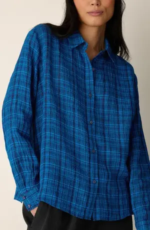 Eileen Fisher Organic Linen Classic Collar Button-up Shirt