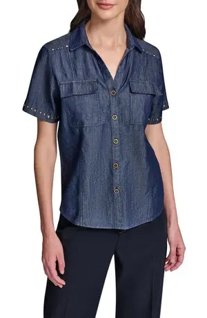 Karl Lagerfeld Paris Studded Button-up Shirt
