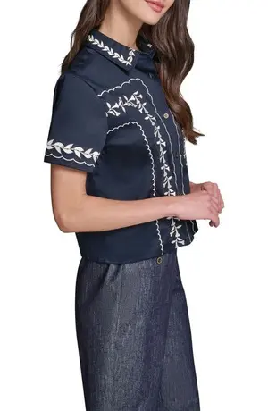 Karl Lagerfeld Paris Embroidered Button-up Shirt