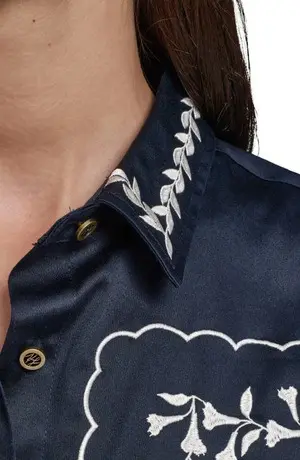 Karl Lagerfeld Paris Embroidered Button-up Shirt