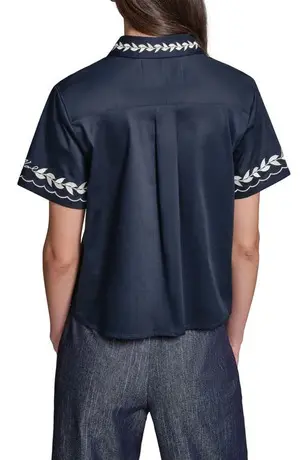 Karl Lagerfeld Paris Embroidered Button-up Shirt