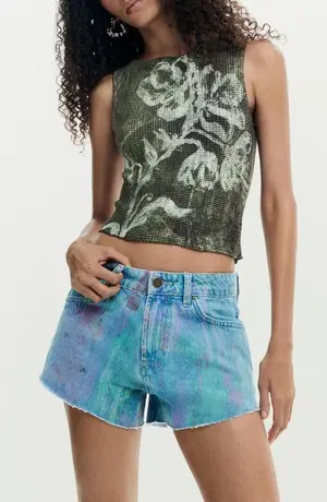 Desigual Multicolor Wash Denim Shorts