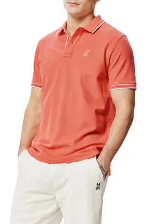 Psycho Bunny Brad Tipped Cotton Piqué Polo - Emberglow