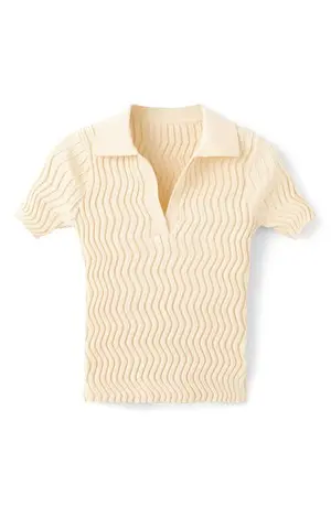 Mango Ribbed Polo Sweater With Johnny Collar