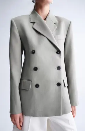 Mango Double-breasted Cotton & Linen Blazer