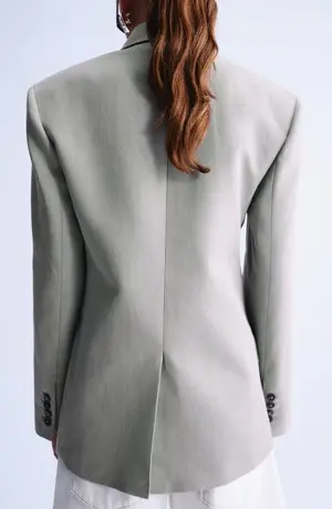 Mango Double-breasted Cotton & Linen Blazer