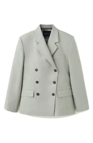 Mango Double-breasted Cotton & Linen Blazer