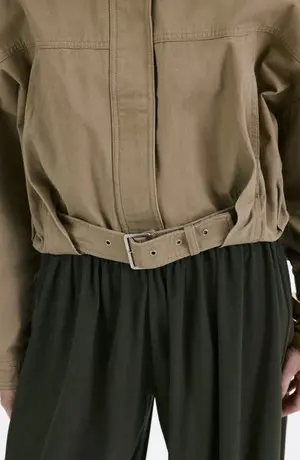 Mango Oversize Belted Cotton Twill Jacket