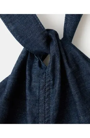 Mango Cotton & Linen Denim Crop Halter Top