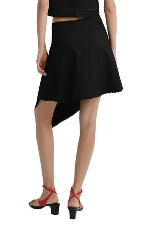 Mango Asymmetrical A-line Skirt With Lace Trim