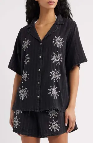 Rip Curl Embroidered Cotton Camp Shirt