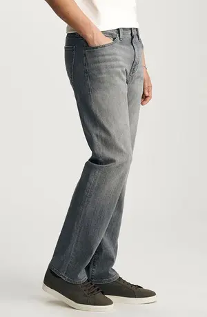 MAVI Zach Straight Leg Jeans In Smoky Grey Wash - Authentic Grey