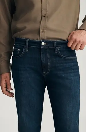 MAVI Marcus Slim Straight Leg Jeans With Whiskering - Deep Brushed Feather