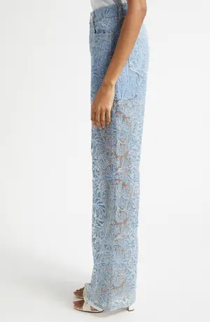 Veronica Beard Taylor Burnout Floral Wide Leg Jeans - Lakeshore
