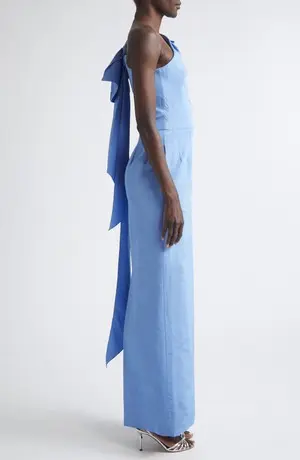Oscar De La Renta One-shoulder Silk Faille Column Gown With Bow Detail