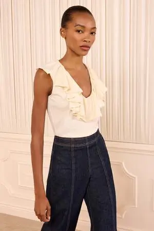 Ulla Johnson Elsie Cotton Top With Ruffle Detail - Cowrie