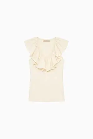 Ulla Johnson Elsie Cotton Top With Ruffle Detail - Cowrie