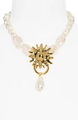 Lele Sadoughi Soleil Freshwater Pendant Necklace