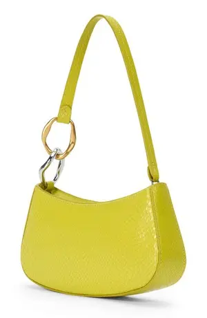 Staud Ollie Shoulder Bag In Embossed Leather - Citron