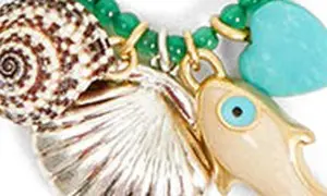 Clare V. Beaded Charm Necklace With Shell And Fish Motifs