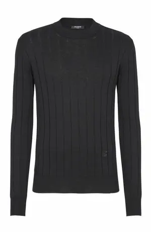 Balmain Silk And Cotton Knit Pb Jumper - Black