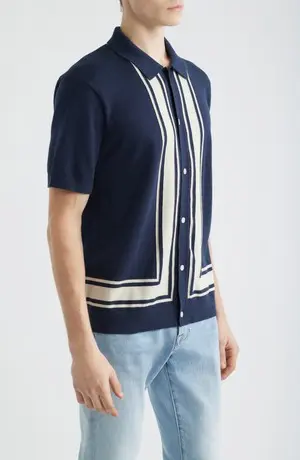 Madewell Border Stripe Short Sleeve Cotton Sweater Shirt