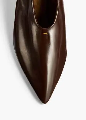 Khaite Miriam Low Heel Pumps In Glazed Leather - Cacao