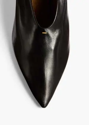 Khaite Miriam Low Heel Pumps In Glazed Leather - Black