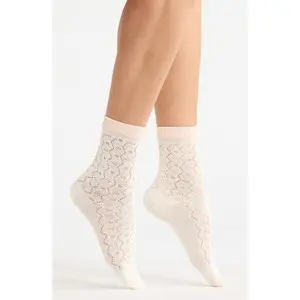 CASA CLARA Mia Pointelle Crew Socks - Ivory