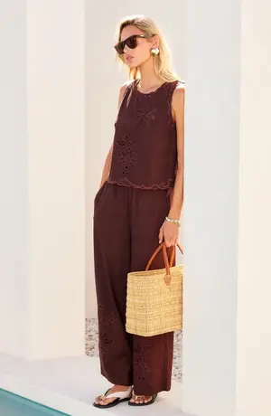 Fifteen Twenty Elina Embroidered Sleeveless Top