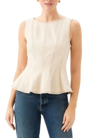 Fifteen Twenty Sleeveless Peplum Top With Contrast Stitching