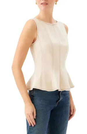 Fifteen Twenty Sleeveless Peplum Top With Contrast Stitching