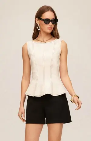 Fifteen Twenty Sleeveless Peplum Top With Contrast Stitching