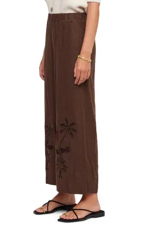 Fifteen Twenty Zora Embroidered Ankle Wide Leg Pants