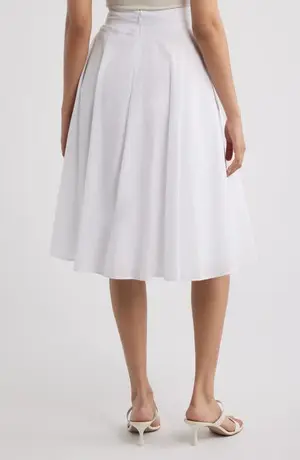 TAHARI ASL Cotton Tie Waist Midi Skirt