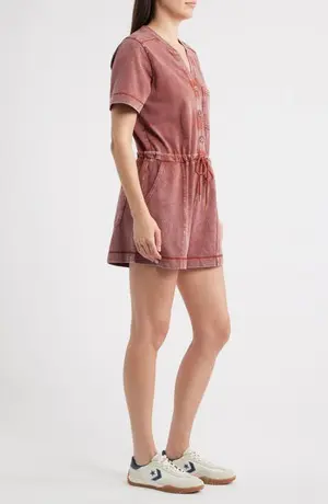 CITY BLUES Short Sleeve Drawstring Romper