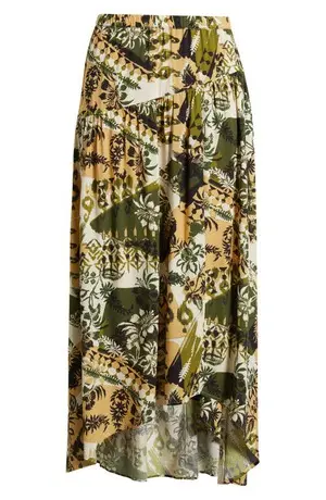 CITY BLUES Faux Wrap Midi Skirt