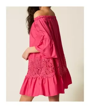 TWINSET Ruffled-hem Mini Dress With Lace Trim