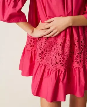 TWINSET Ruffled-hem Mini Dress With Lace Trim