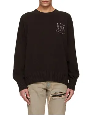 Amiri Long Sleeve Crew Neck Sweater With Logo Patch