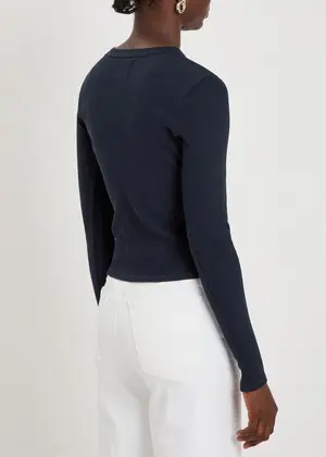 Citizens Of Humanity Ribbed Cotton-blend Cardigan - Navy