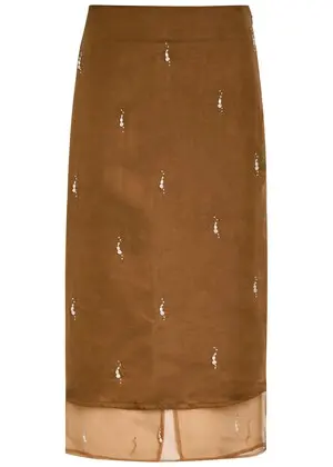 RÓHE Pearl Embellished Silk-organza Midi Skirt