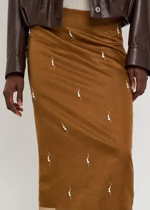 RÓHE Pearl Embellished Silk-organza Midi Skirt