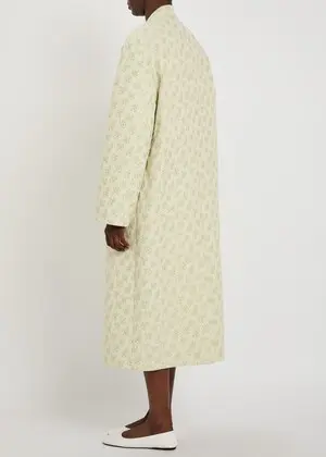 Simone Rocha Embellished Floral-jacquard Cotton-blend Coat - Green