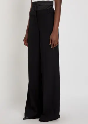 Erdem Layered-effect Wide-leg Wool Trousers