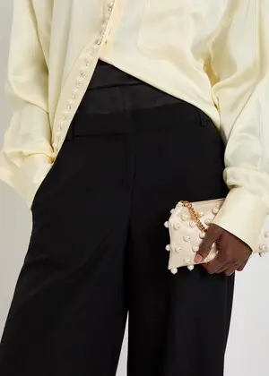 Erdem Layered-effect Wide-leg Wool Trousers