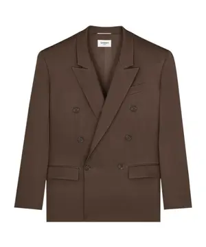Saint Laurent Double-breasted Long-sleeved Jacket - Chocolat